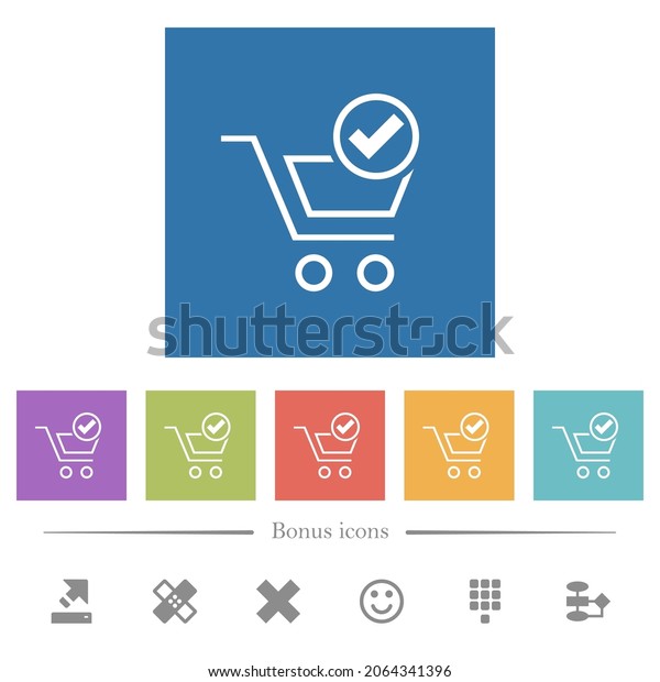 Cart Checkout Outline Flat White Icons Stock Vector (Royalty Free ...