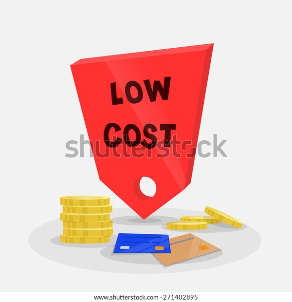 Cartel Red Sign Low Cost Coins Stock Vector (Royalty Free) 271402895 ...
