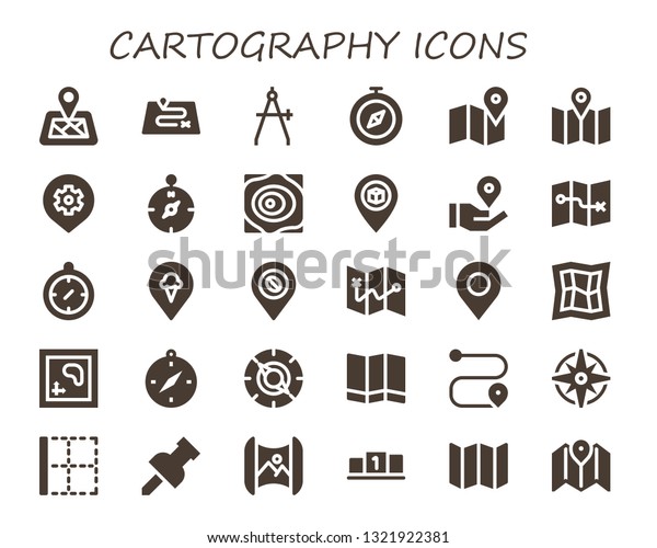 Cartography Icon Set 30 Filled Cartography Stock Vector (Royalty Free ...