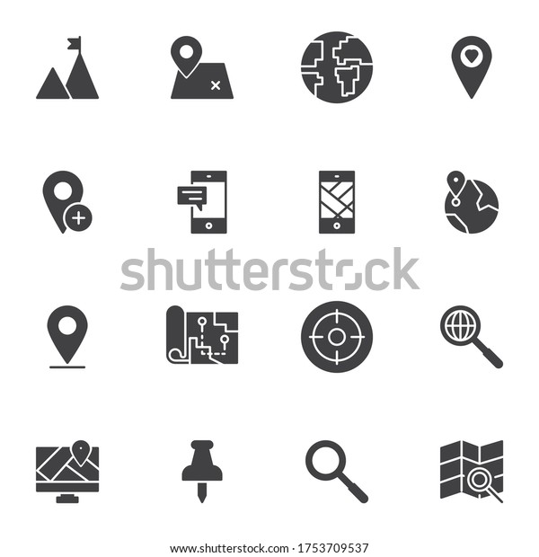 Cartography Vector Icons Setgeo Location Modern Stock Vector (Royalty ...