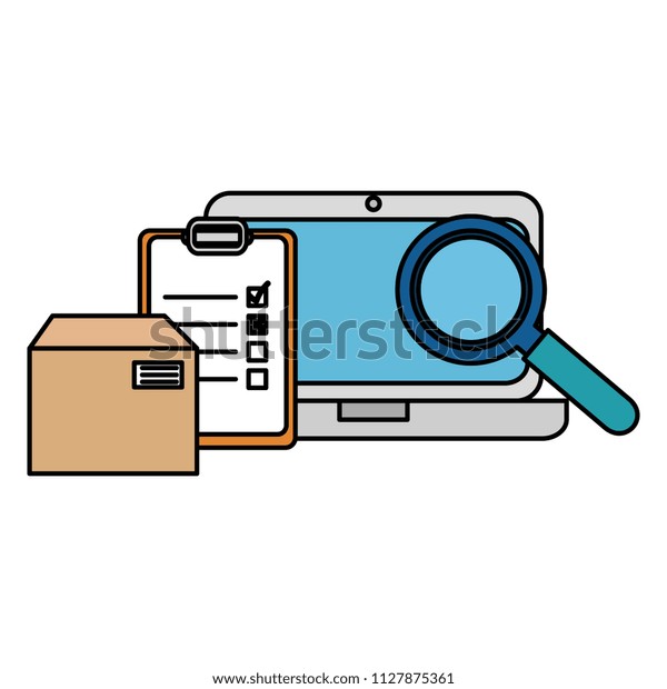 Carton Box Checklist Laptop Stock Vector (Royalty Free) 1127875361 ...
