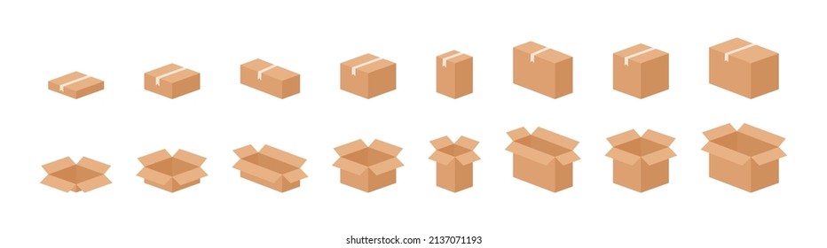 Carton Box Collection Opened Closed Carton Stock Vector (Royalty Free ...