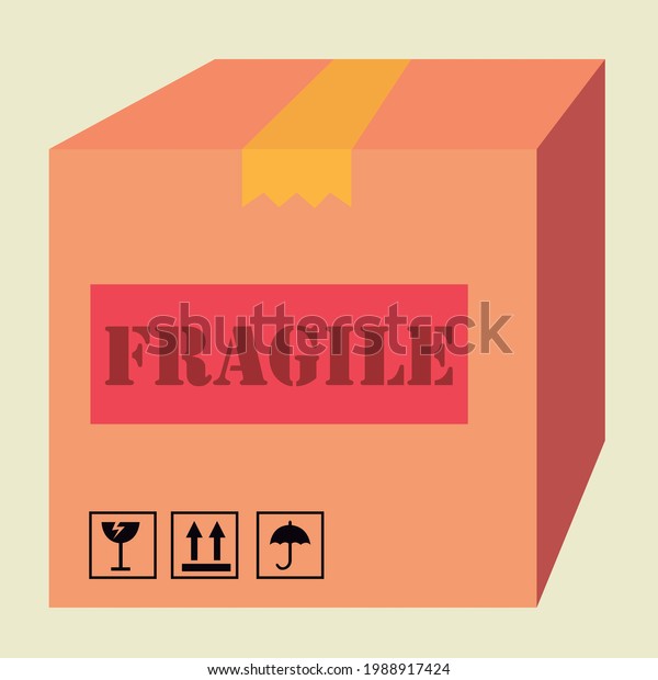 Carton Box Fragile Delivery Vector Stock Vector (Royalty Free ...