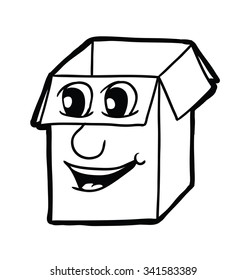 Carton Box Vector Illustration Coloring Book: vector de stock (libre de ...