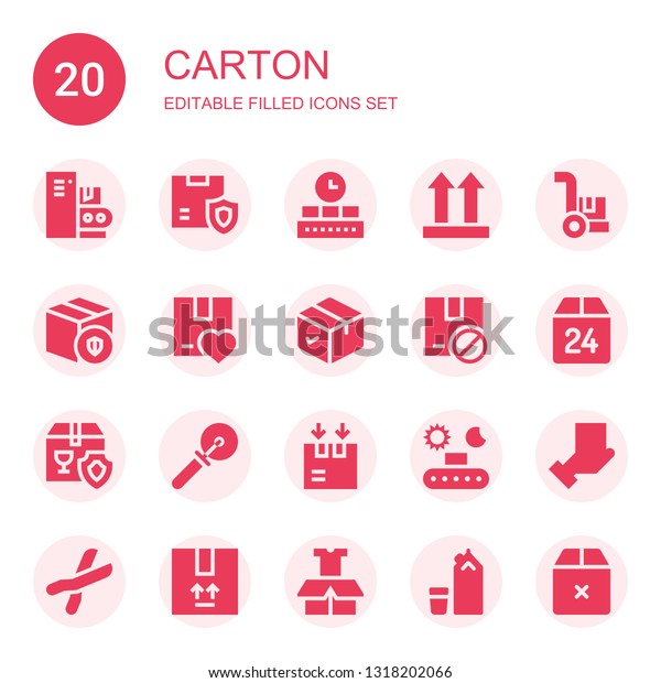 Carton Icon Set Collection 20 Filled Stock Vector (Royalty Free ...