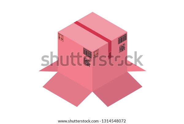 Carton Pink Packaging Box Isometric Carton Stock Vector (Royalty Free ...