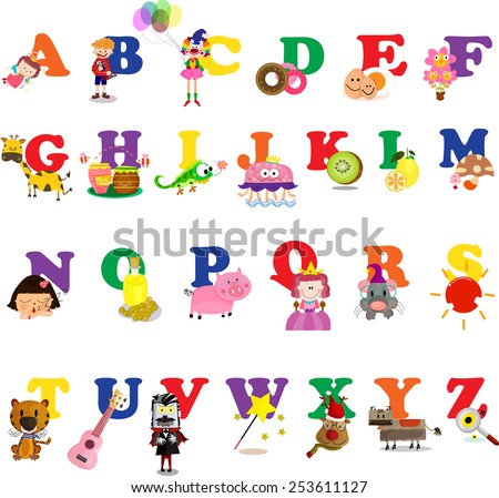 Cartoon ABC Alphabet Set Isolated Illustration Stock Vector (Royalty ...