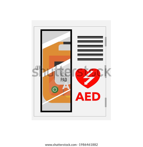 Cartoon Aed Wall Box On White Stock Vector (Royalty Free) 1986461882