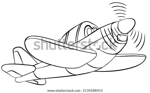 Cartoon Airplane Coloring Page: เวกเตอร์สต็อก (ปลอดค่าลิขสิทธิ์ ...