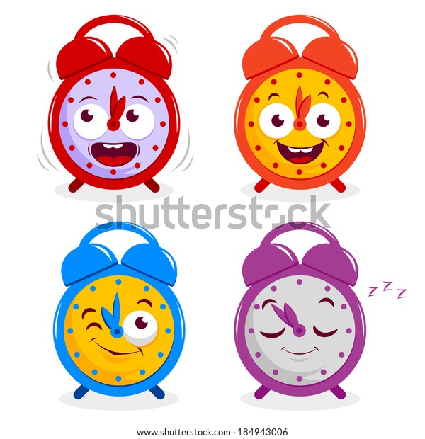Cartoon Alarm Clocks Vector Illustration Stock Vector (Royalty Free ...