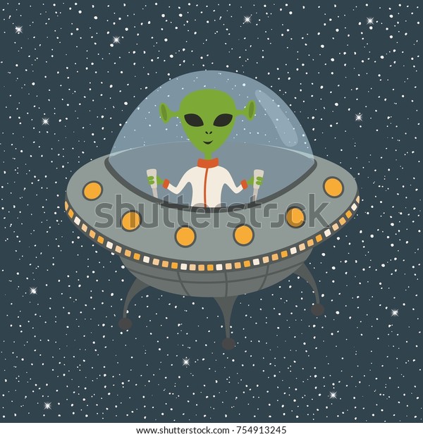Cartoon Alien Flying Saucer Stock Vector (Royalty Free) 754913245