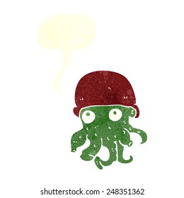 Cartoon Alien Head Wearing Hat Stock Vector (Royalty Free) 173399339