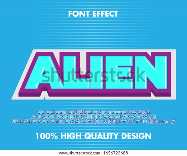 Cartoon Alien Text Effect Alphabet Sticker Stock Vector (Royalty Free ...