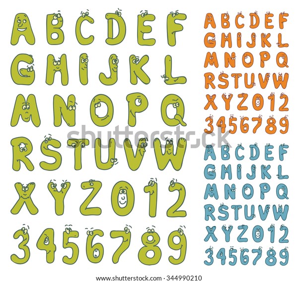 Cartoon Alphabet Numbers Set Vector Stock Vector (Royalty Free ...
