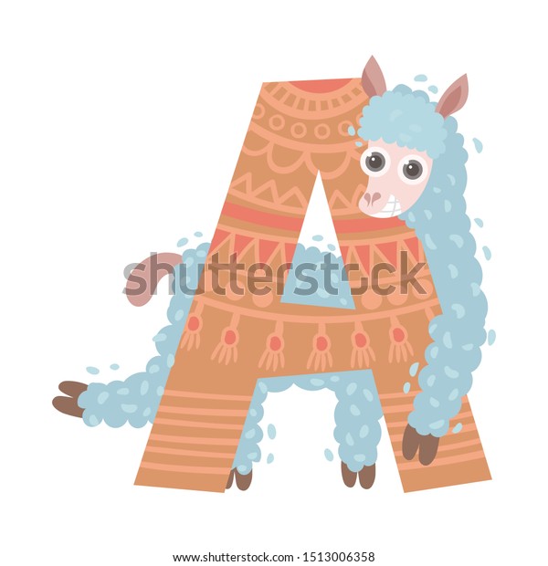 Cartoon Alpine Lama Letter Vector Illustration Stock Vector (Royalty ...