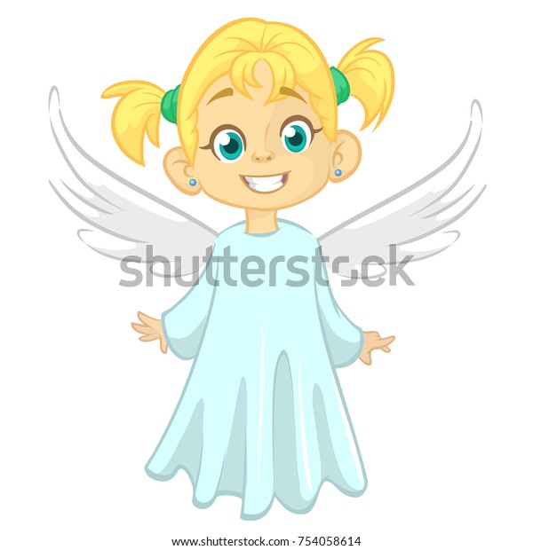 Cartoon angel. Vecor illustration of flying girl angel for Christmas ...