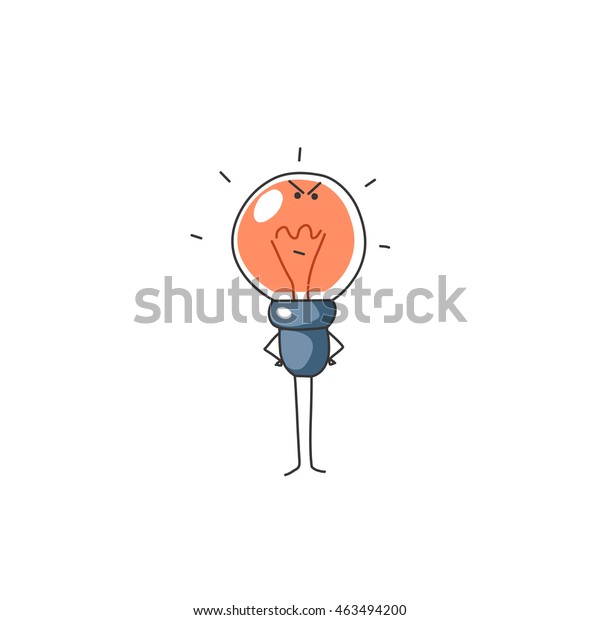 Cartoon Angry Light Bulb Red Color Stock Vector (Royalty Free ...