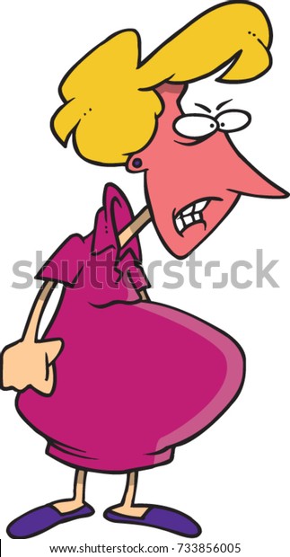 Cartoon Angry Red Face Pregnant Woman Stock Vector (Royalty Free ...
