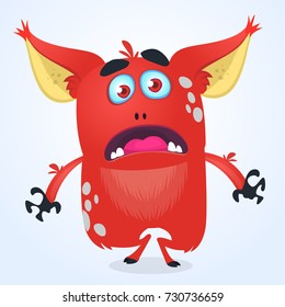 Cartoon Angry Red Gremlin Troll Monster: vector de stock (libre de ...