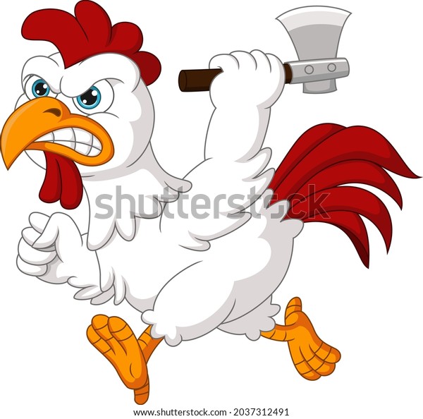 Cartoon Angry Rooster Holding Axe Stock Vector (Royalty Free ...