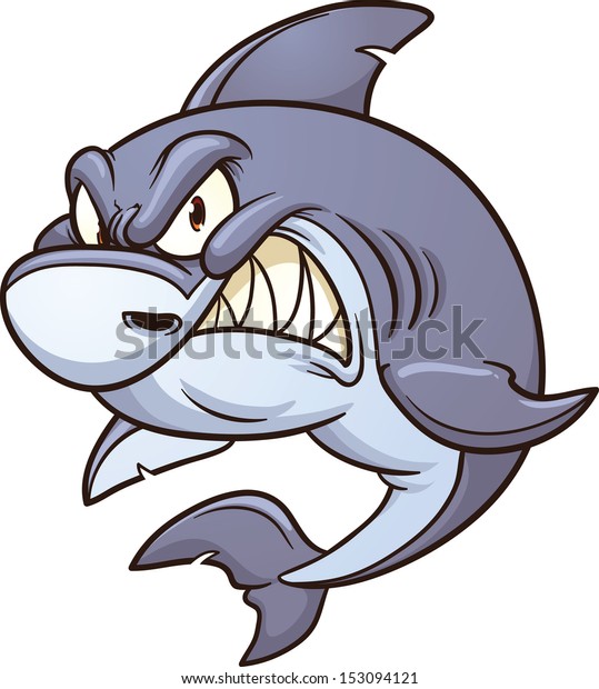 Cartoon Angry Shark Vector Clip Art Stock Vector (Royalty Free ...
