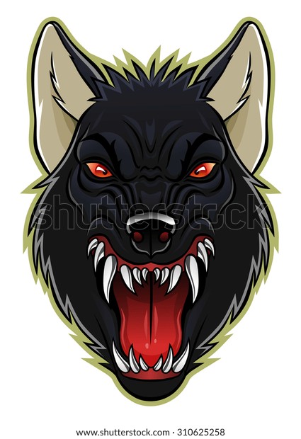 Cartoon Angry Werewolf Face On White Stock Vector (Royalty Free ...