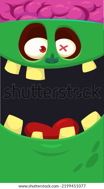 Cartoon Angry Zombie Face Avatar Halloween Stock Vector (Royalty Free ...