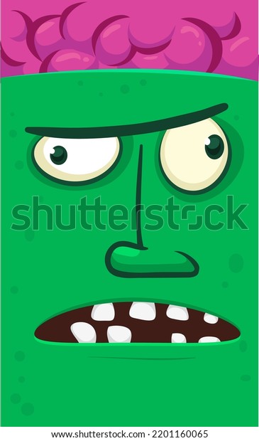 Cartoon Angry Zombie Face Avatar Halloween Stock Vector (Royalty Free ...