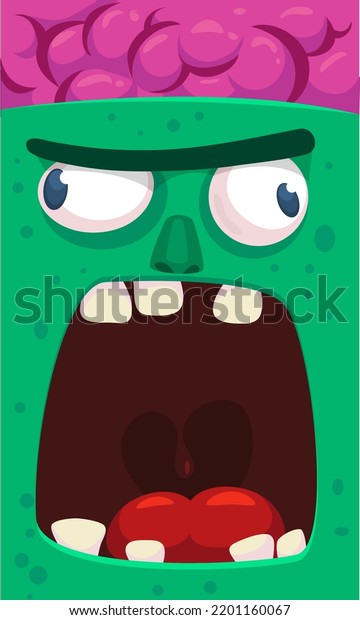 Cartoon Angry Zombie Face Avatar Halloween Stock Vector (Royalty Free ...