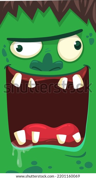 Cartoon Angry Zombie Face Avatar Halloween Stock Vector (Royalty Free ...