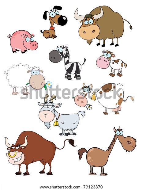 Cartoon Animals Raster Collection Stock Vector (Royalty Free) 79123870