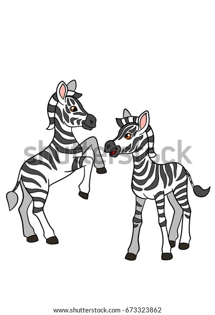 Cartoon Animals Two Little Cute Baby Stock Vector (Royalty Free ...