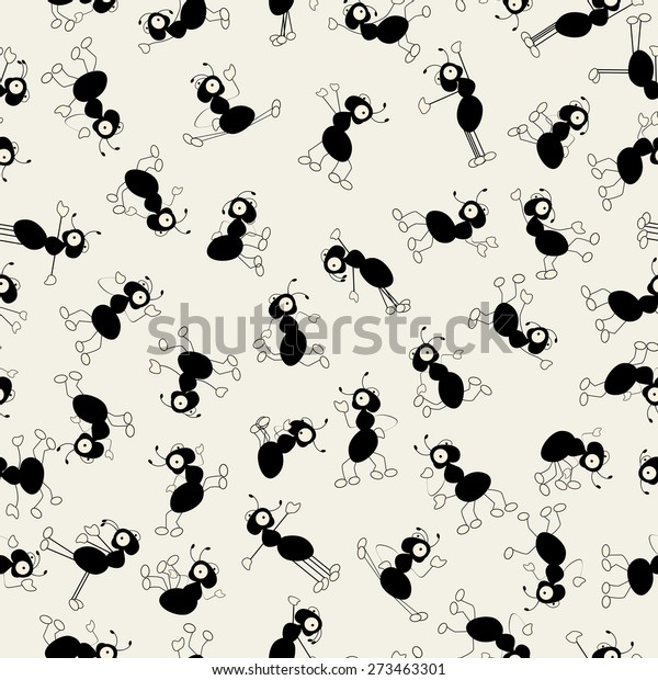 Cartoon Ants Characters Dancing Seamless Pattern 库存矢量图（免版税）273463301 ...