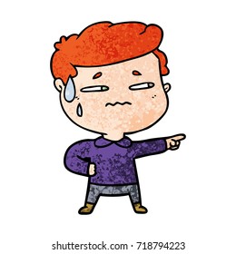 Cartoon Anxious Man Pointing Stock Vector (Royalty Free) 718794223 ...