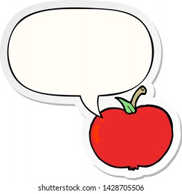 Cartoon Apple Speech Bubble Sticker Stock Vector (Royalty Free ...