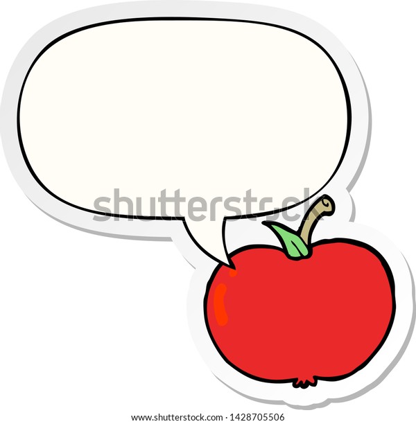Cartoon Apple Speech Bubble Sticker Stock Vector (Royalty Free ...