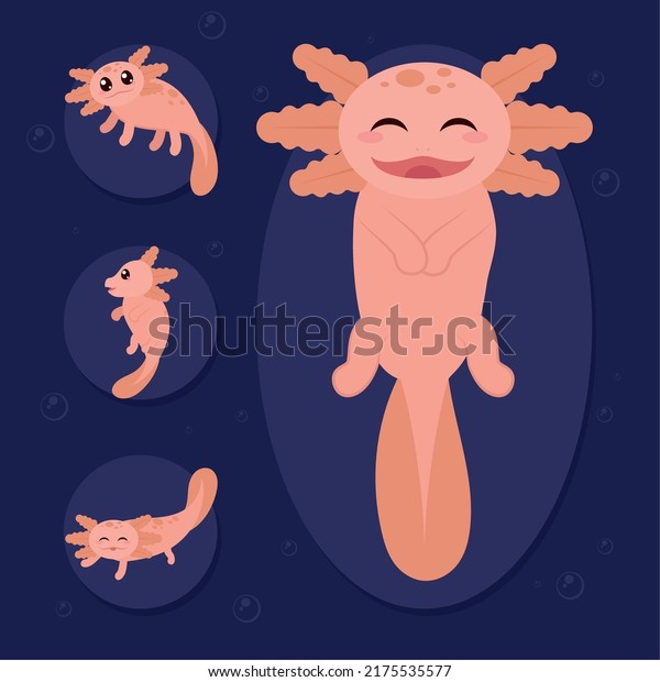 Cartoon Axolotls Icon Set Design: เวกเตอร์สต็อก (ปลอดค่าลิขสิทธิ์ ...
