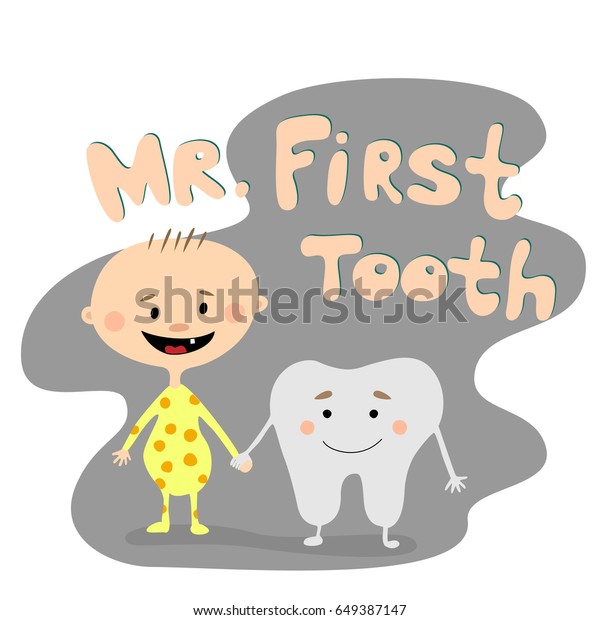 Cartoon Baby Boy Mr First Tooth Stock Vector (Royalty Free) 649387147 ...