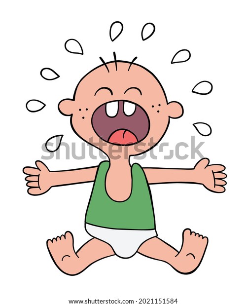 Cartoon Baby Crying Vector Illustration Colored Stock Vector (Royalty ...