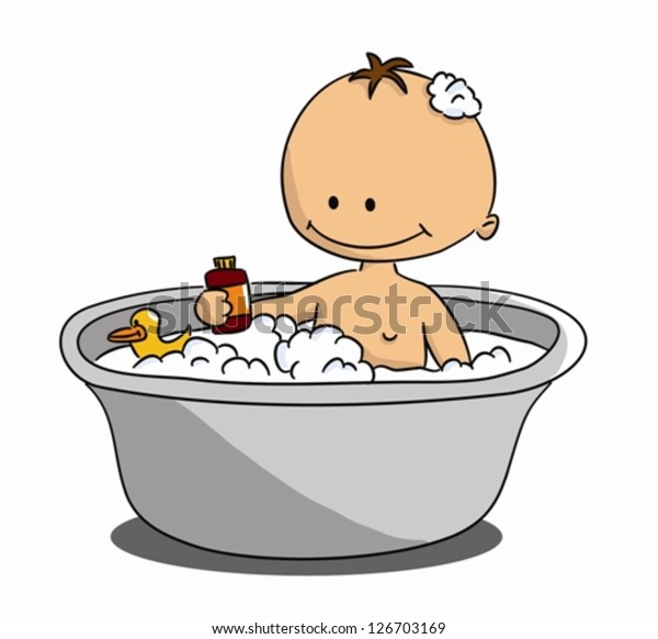 Cartoon Baby Has Bath Vector Stock Vector (Royalty Free) 126703169