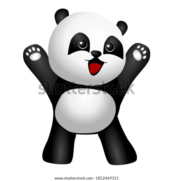 Cartoon Baby Panda Standing Looking Side Stock Vector (Royalty Free ...