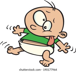 Cartoon Baby Taking First Steps Stock Vector (Royalty Free) 190177964
