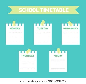 Cartoon Back School Timetable Template Stock Vector (Royalty Free ...