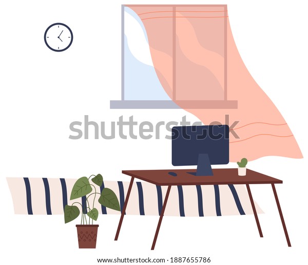 Cartoon Background Living Room Window Table Stock Vector (Royalty Free ...