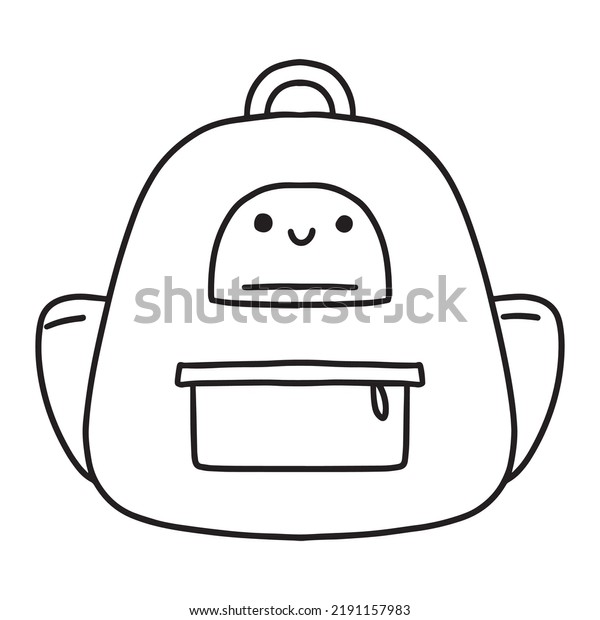 Cartoon Backpack Black White Doodle Vector Stock Vector (Royalty Free ...