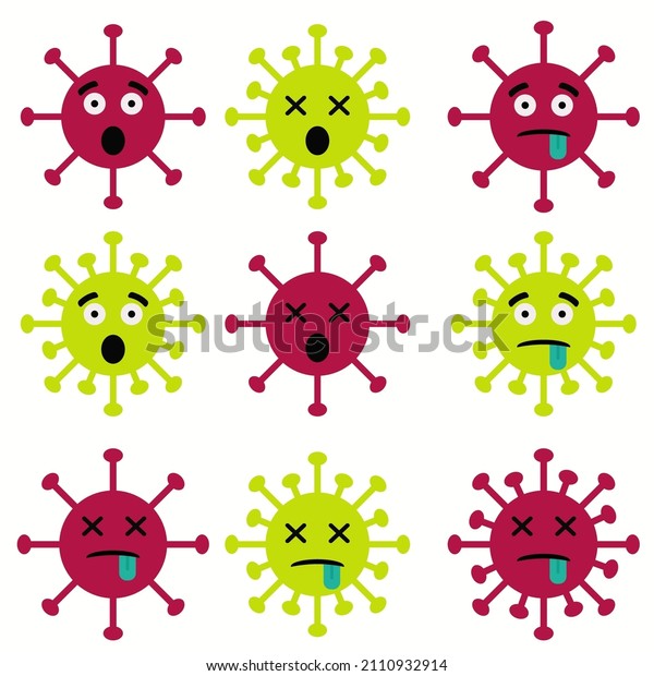 Cartoon Bacteria Cute Colored Germs Set Stock Vector (Royalty Free ...