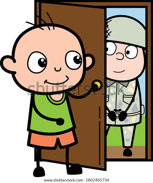 Caricatura Abriendo puerta: vector de stock (libre de regalías ...