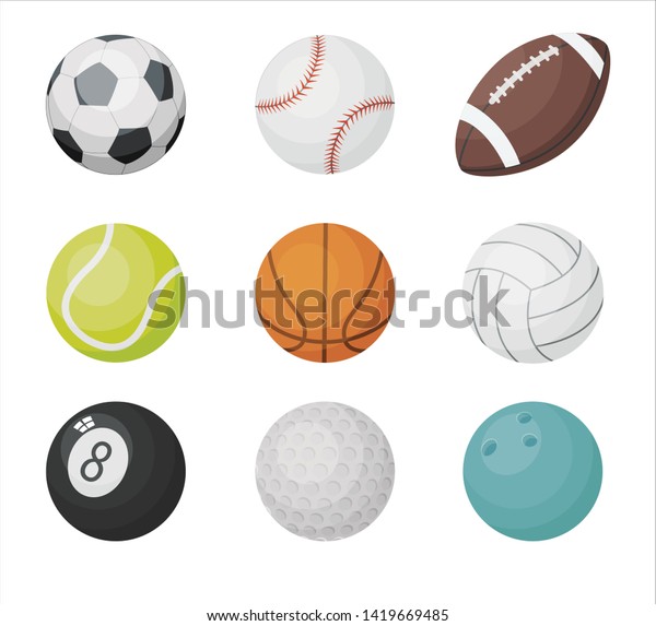 Cartoon Balls Vector Set Sport Balls Stock Vector (Royalty Free) 1419669485