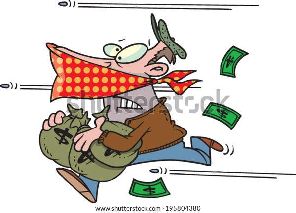 Cartoon Bank Robber Running His Haul Stock Vector (Royalty Free ...