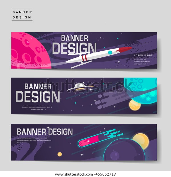 Cartoon Banner Template Design Set Outer Stock Vector (Royalty Free ...